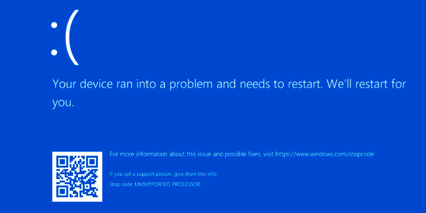 Microsoft blames ‘unsupported processor’ blue screens on OEM vendors